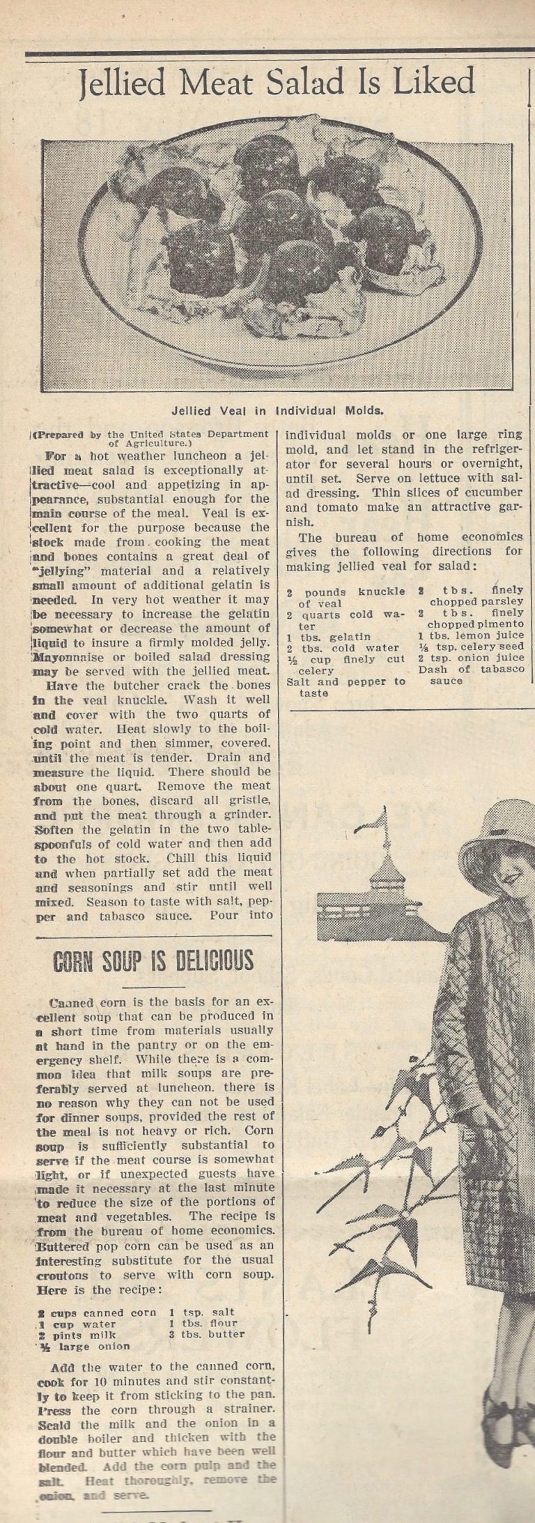 1929 - Food Advice Column - Poultney Vermont Historical Society